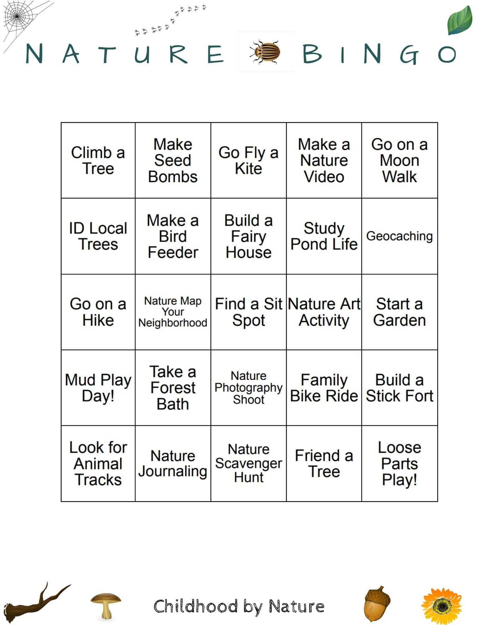 Family Nature Bingo! – Childhood By Nature
