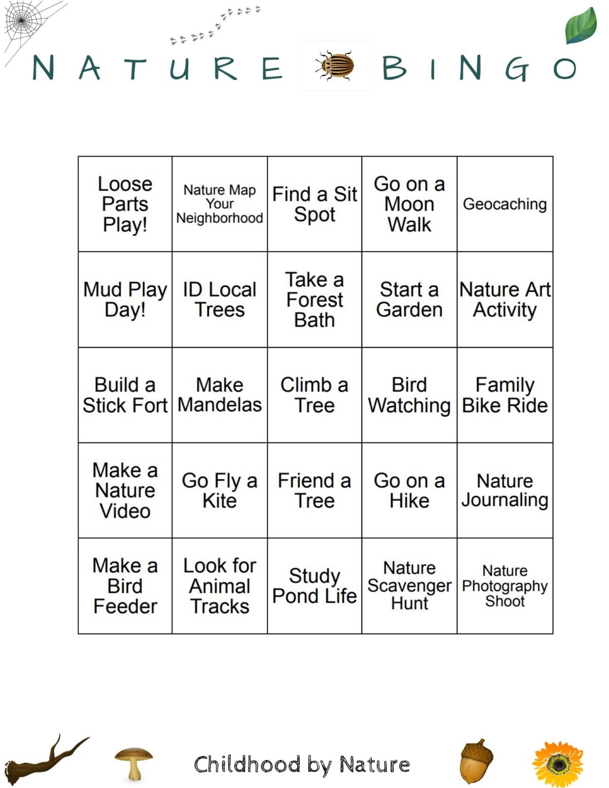 Family Nature Bingo! – Childhood By Nature