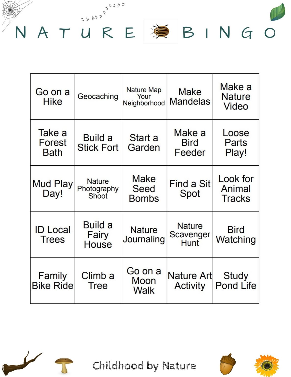 Family Nature Bingo! – Childhood By Nature