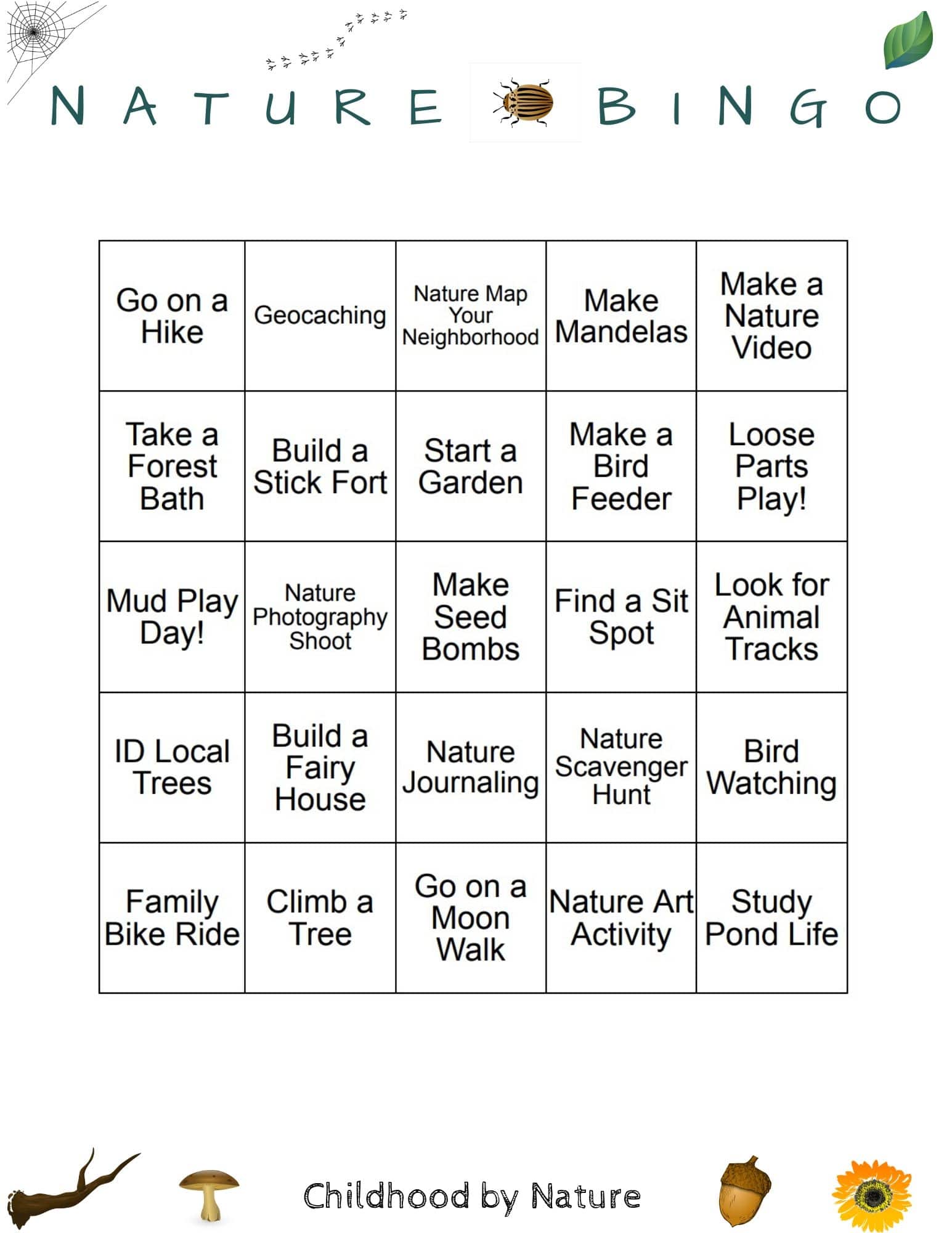 Family Nature Bingo! – Childhood By Nature