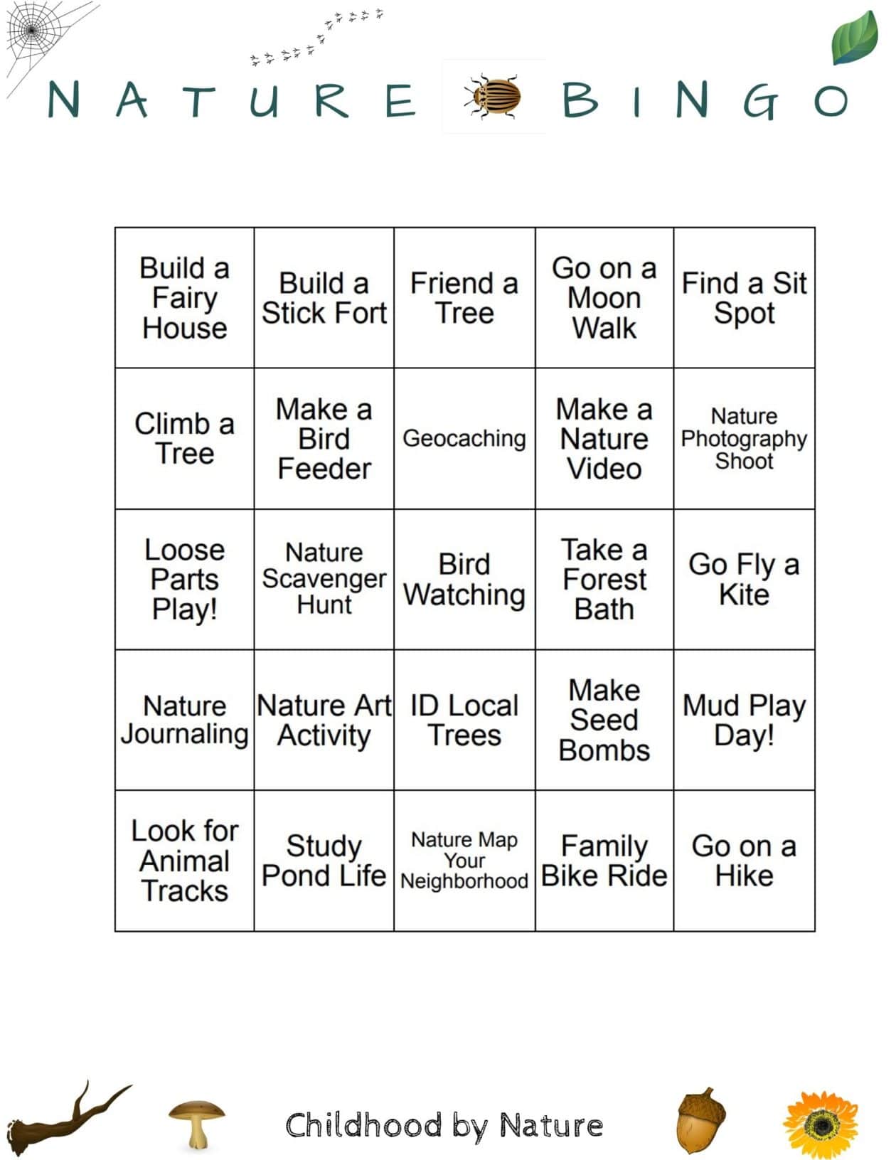 Family Nature Bingo! – Childhood By Nature