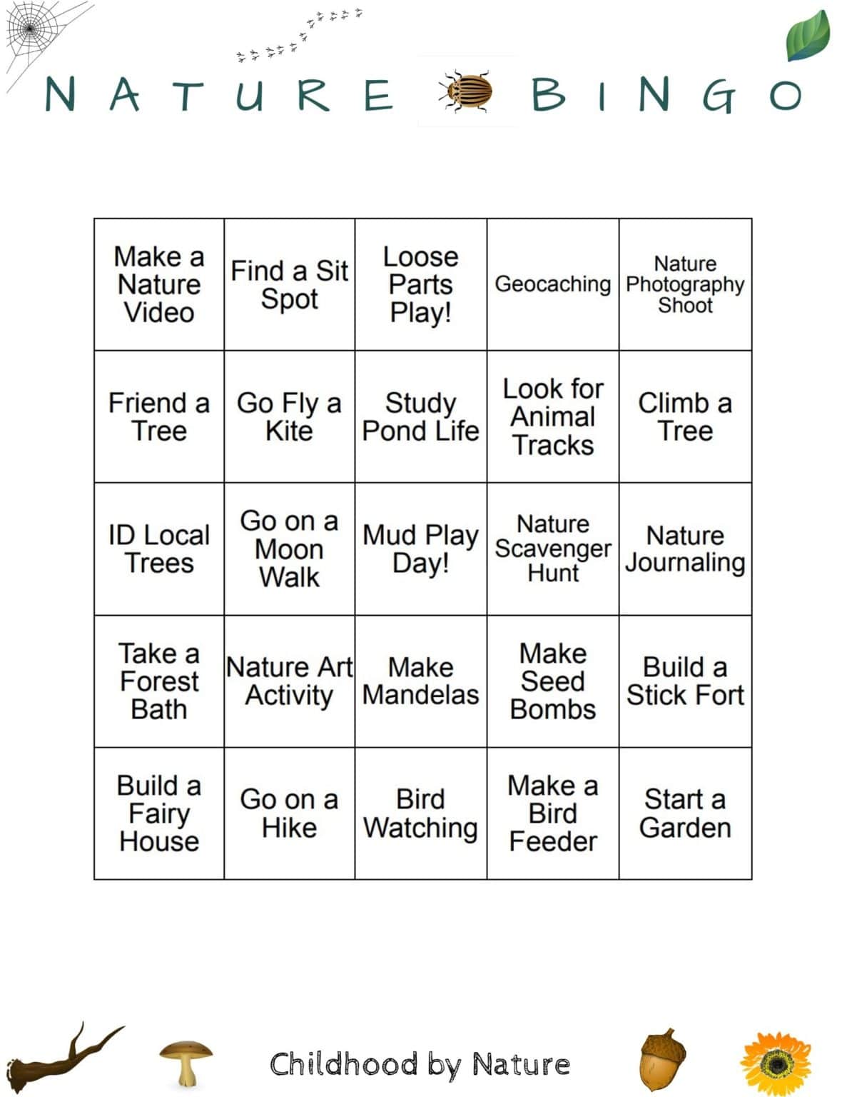 Family Nature Bingo! – Childhood By Nature
